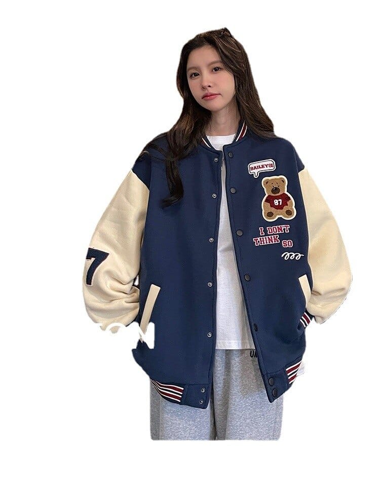 Y2K Navy Blue Varsity Jacket | Y2K Cyber - Y2K Style