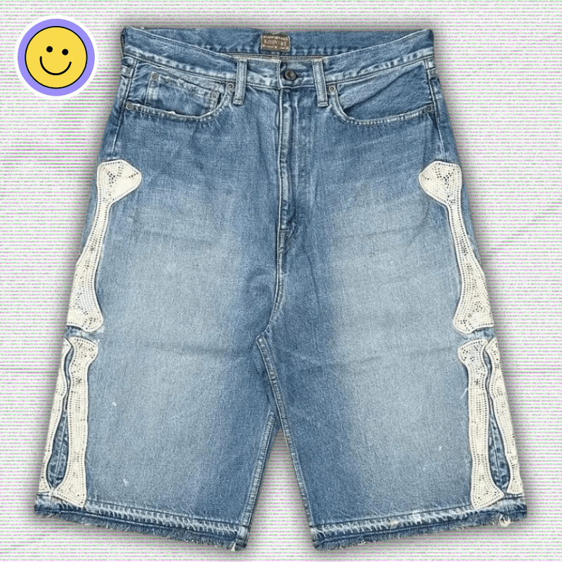 Y2k Skeleton Jorts | Y2K Cyber - Y2K Style