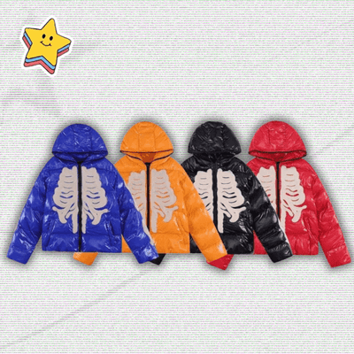 Y2K Skeleton Puffer Jacket | Y2K Cyber - Y2K Style